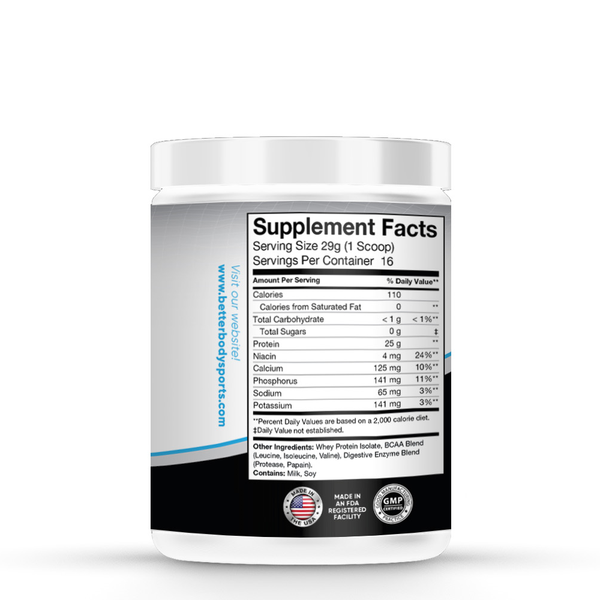 Whey Protein Isolate Powder (Unflavored) – Better Body Sports